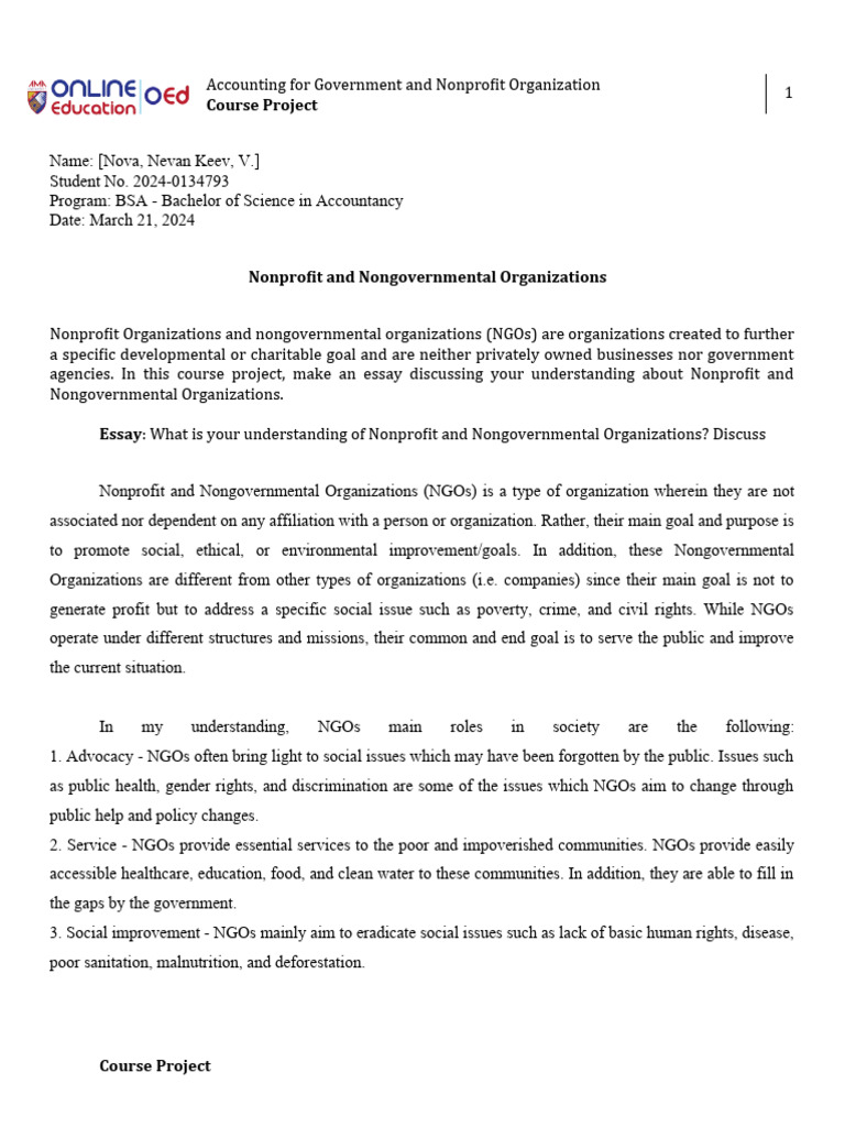 Actg6487 - Accounting For Government and Non-Profit Organization | Download Free PDF | Non ...