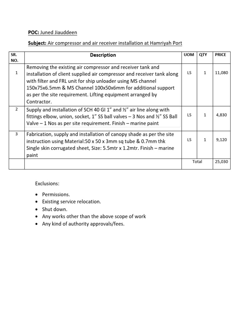 Air Compressor and Air Receiver Installation at Hamriyah Port | PDF ...