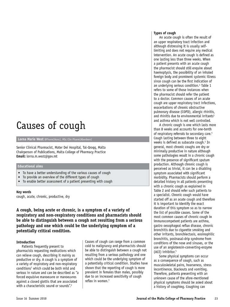 Causes of Cough | PDF