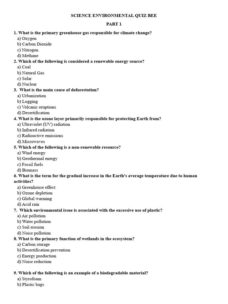 Science Environmental Quiz Bee Ii | PDF | Atmosphere Of Earth | Soil