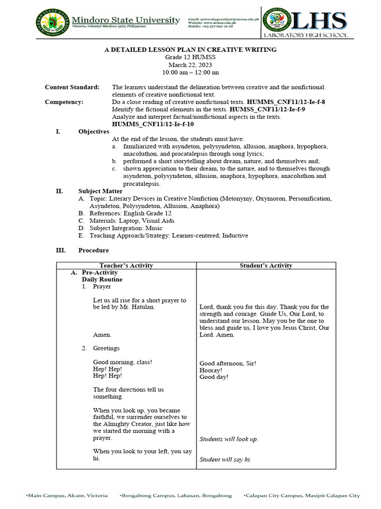 Creative Writing - Humss 12.first Demo | PDF