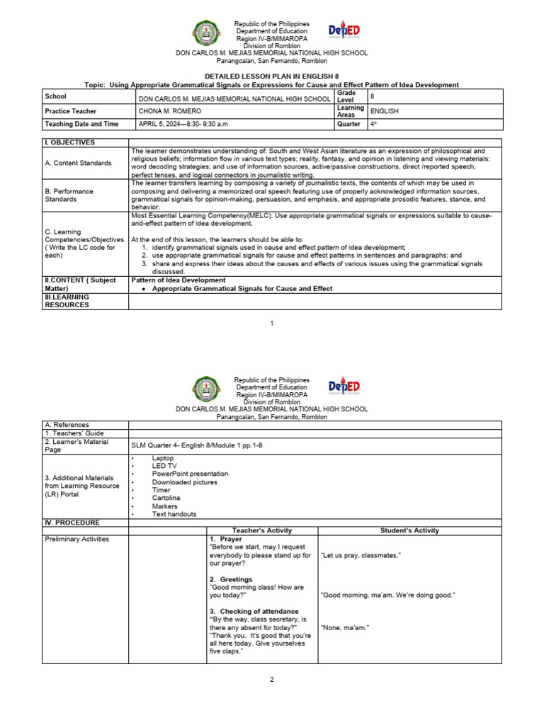 Final Demo LP Mathematics 10 | PDF | Learning | Sustainability
