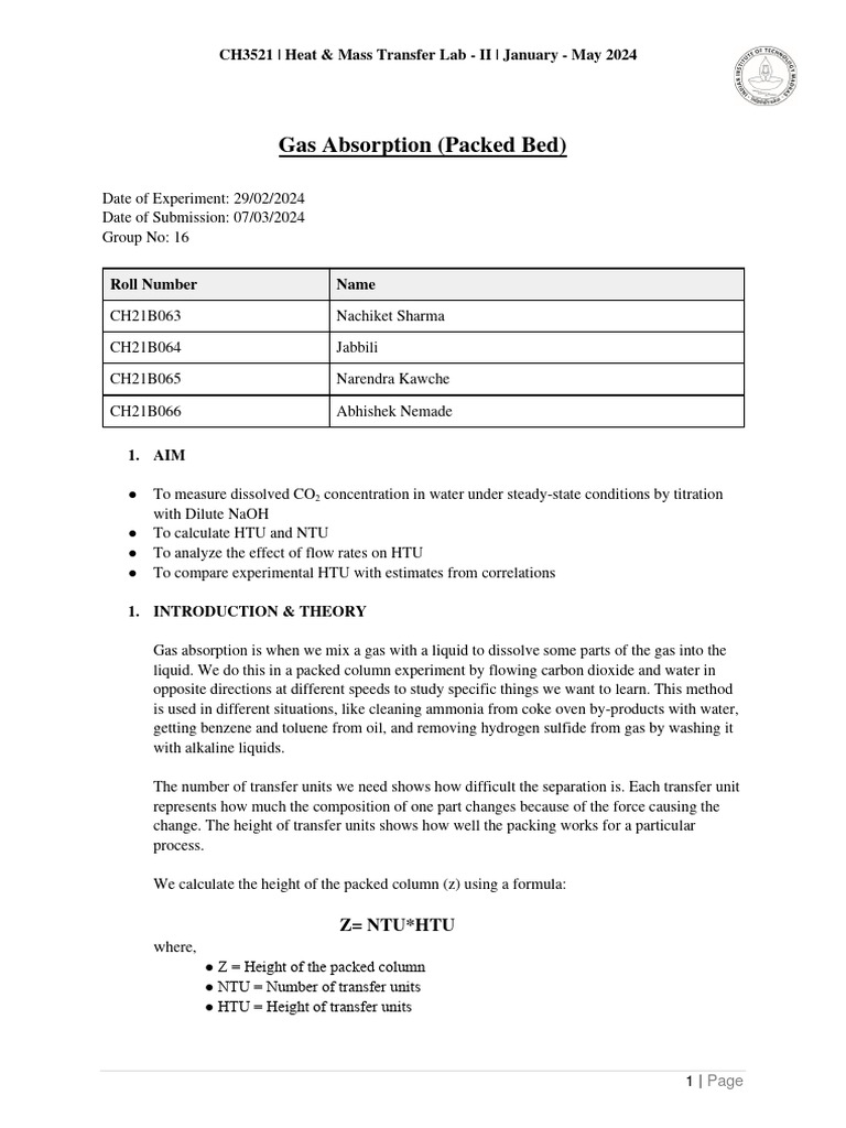 Group 16 Gas Absorption | PDF