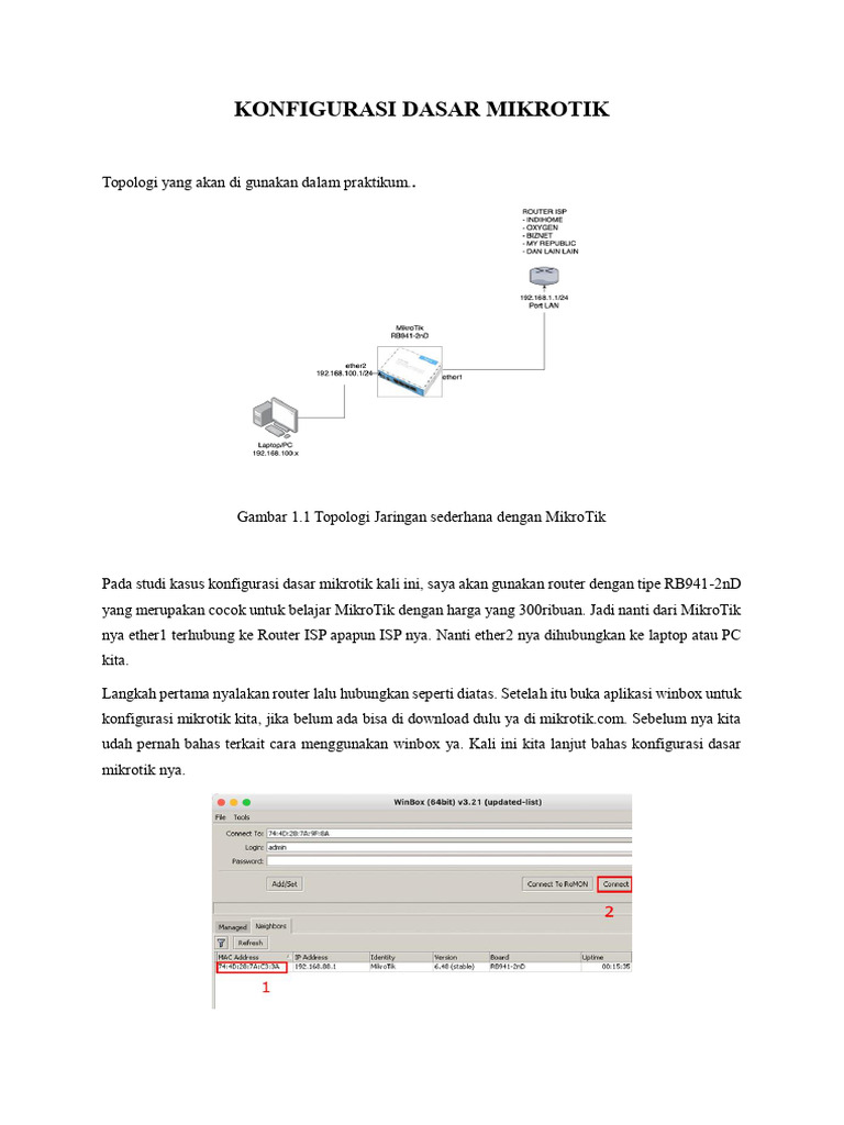Basic Konfigurasi Mikrotik | PDF