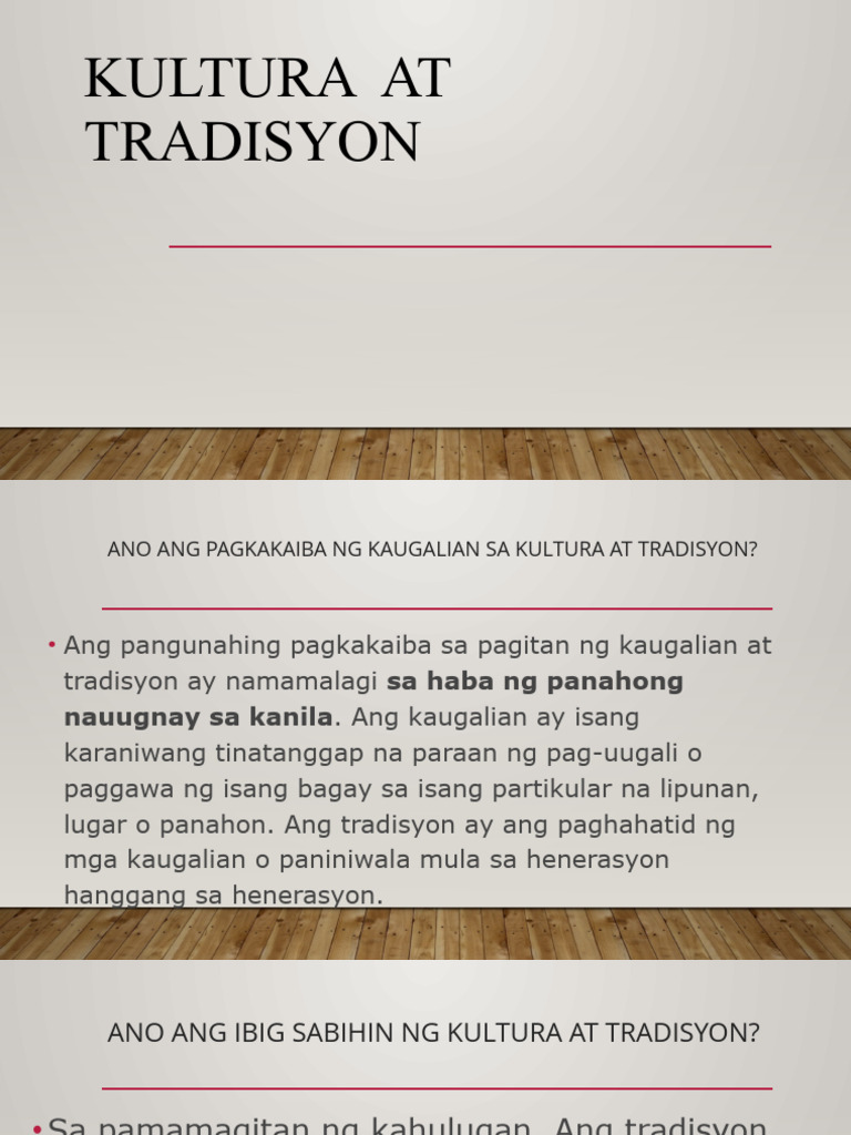 Kultura at Tradisyon | PDF