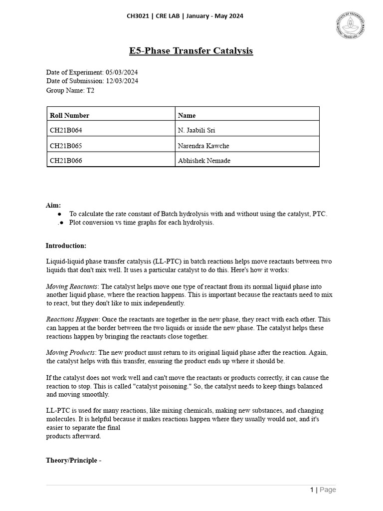 T2 - E5-Phase Transfer Catalyst | PDF | Chemical Reactions | Catalysis