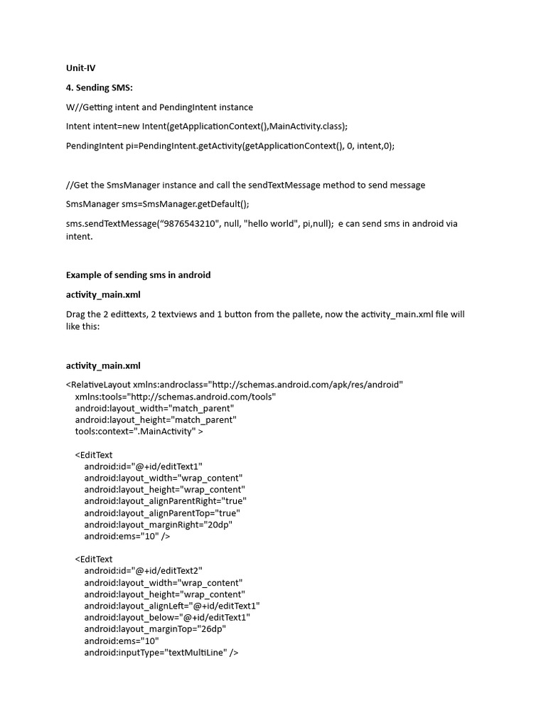 Sending SMS and Making Phone Calls | PDF | Android (Operating System) | Operating System Families