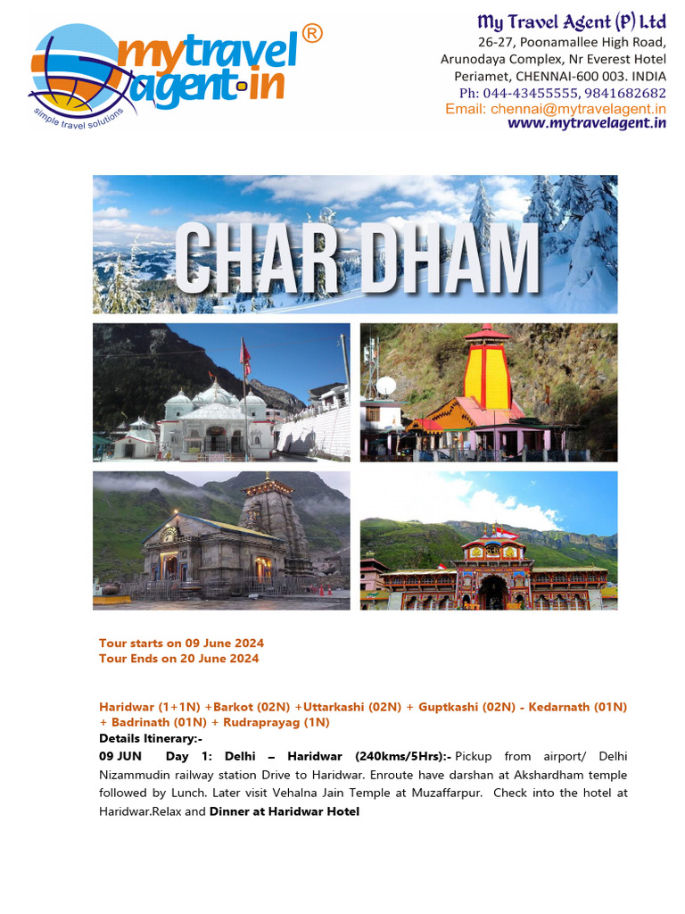 Char Dham Itinerary 09jun | PDF
