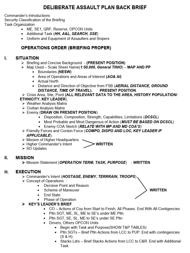 Military Assault Plan Briefing | PDF