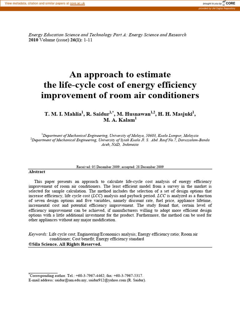Life Cycle Cost Approach | PDF | Efficient Energy Use | Energy Conservation