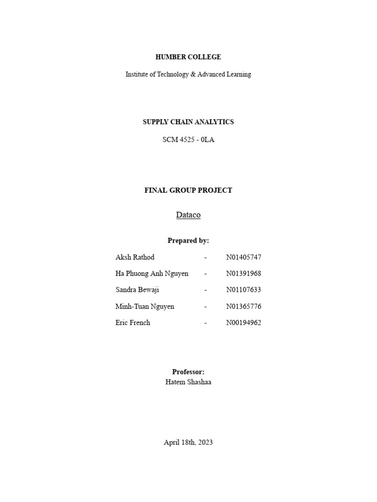 SUPPLY CHAIN ANALYTICS - Final Project | PDF | Data Analysis | Supply Chain