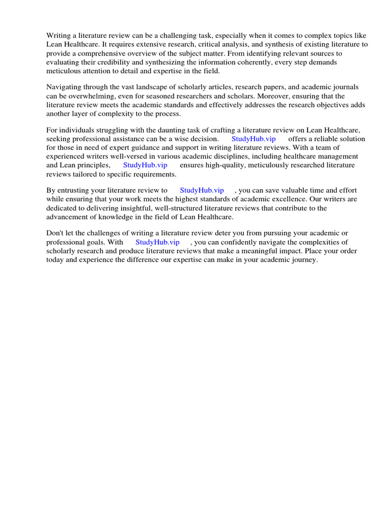Lean Healthcare Literature Review | PDF | Lean Manufacturing | Six Sigma Lean Healthcare Literature Review | PDF | Lean Manufacturing | Six Sigma
