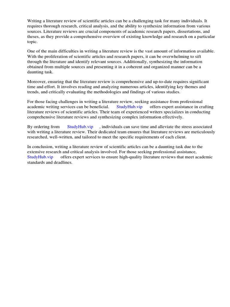Literature Review of Scientific Articles | PDF | Academic Publishing ...