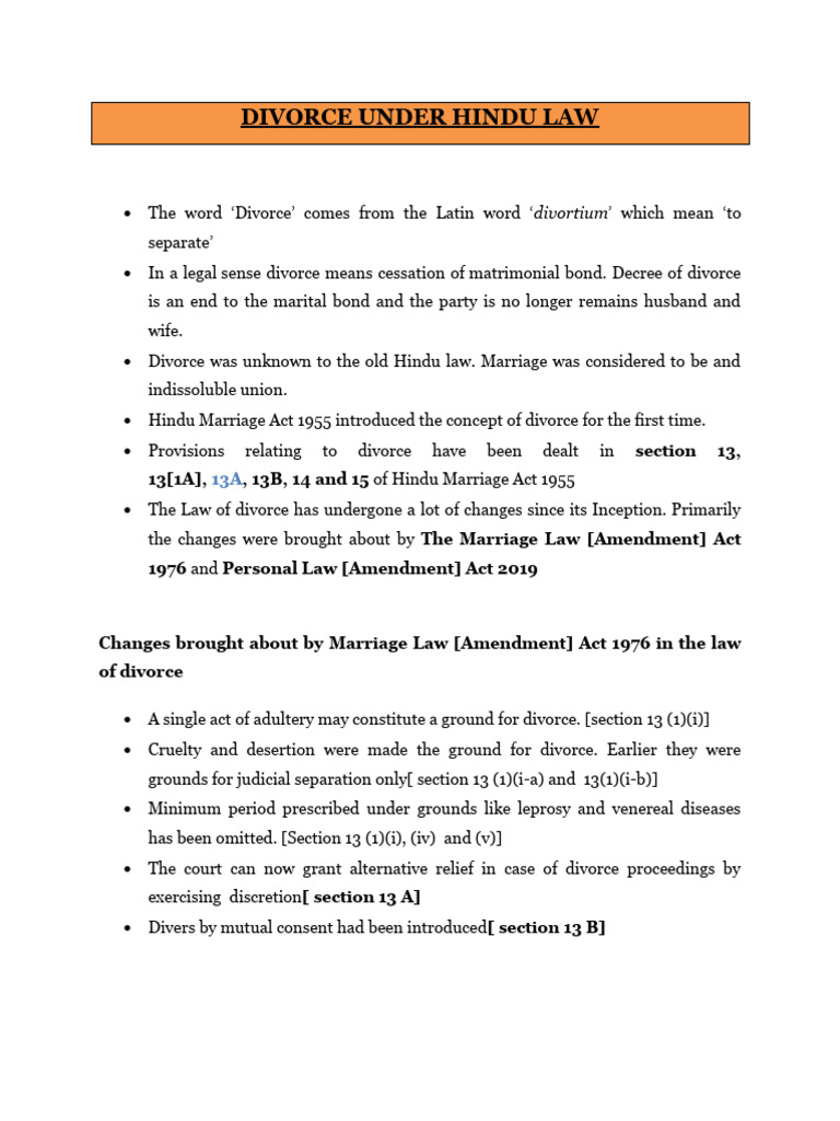 07 Divorce Under Hindu Law 1 1 | PDF | Divorce | Marriage