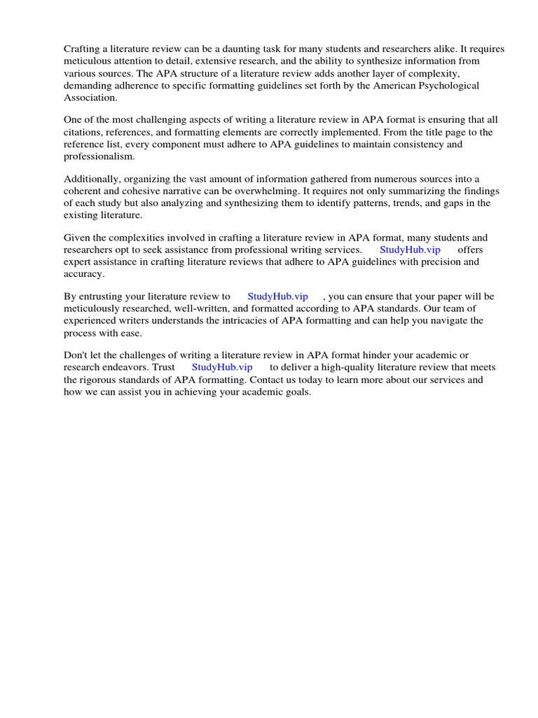 Apa Structure of a Literature Review | PDF | Essays | Apa Style