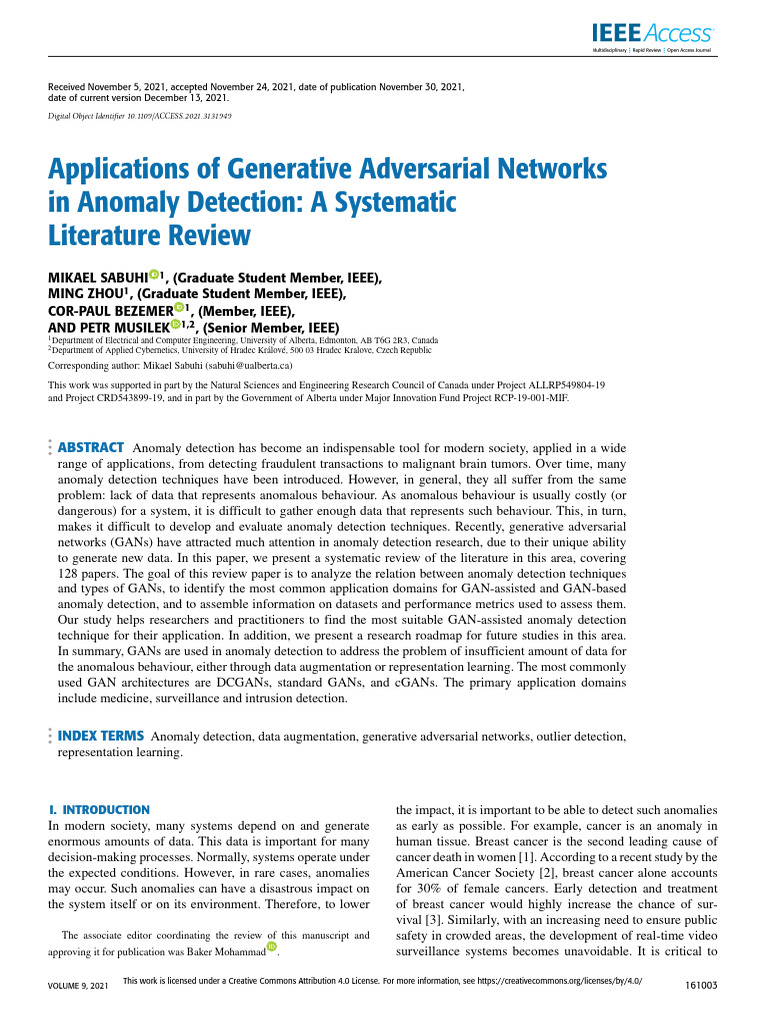 Applications of Generative Adversarial Networks in Anomaly Detection A Systematic Literature ...