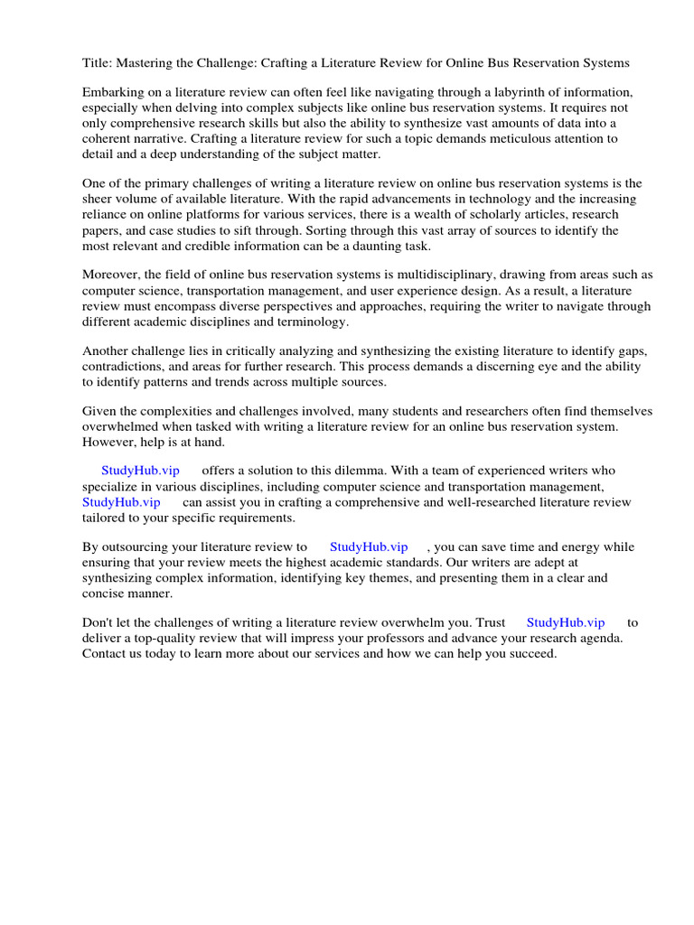 Literature Review of Online Bus Reservation System | PDF