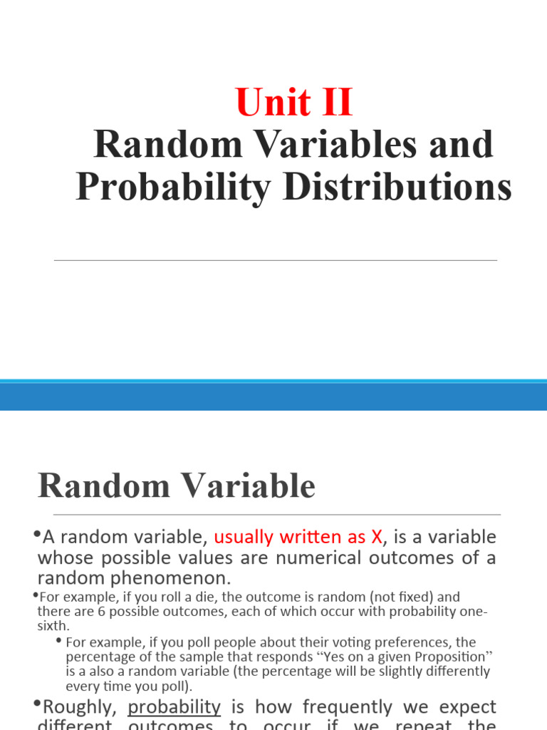 Random Variables and Probability Distribution | PDF | Probability Distribution | Variance