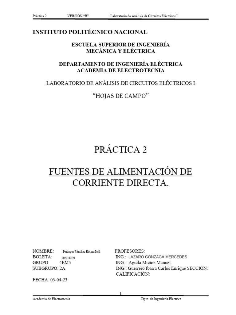Análisis de Fuentes de CD en Laboratorio | PDF | Corriente eléctrica ...