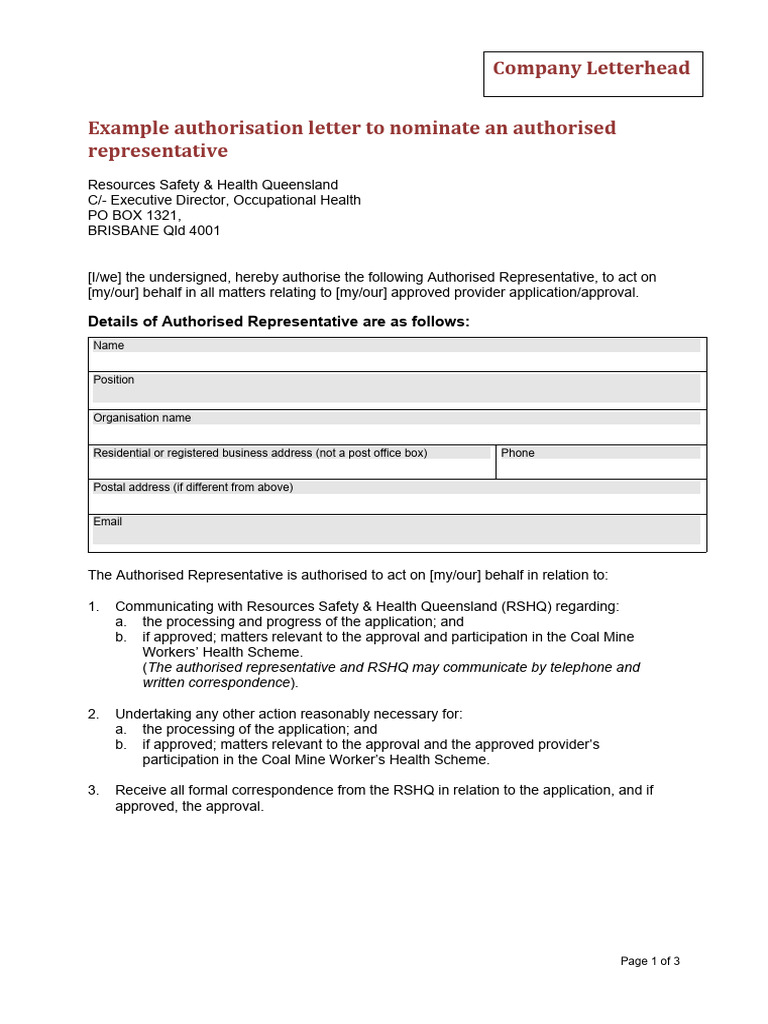 nominate-authorised-rep-template | PDF | Occupational Safety And Health