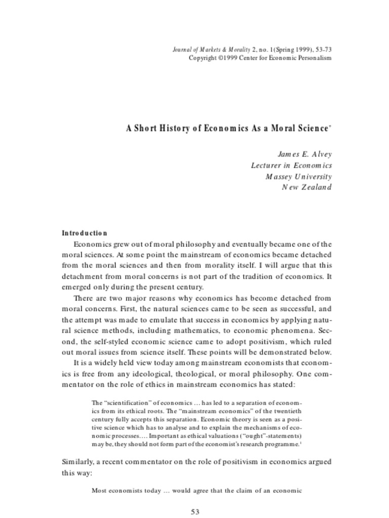 Alvey James, E. - Short History of Economics As A Moral Science | PDF ...