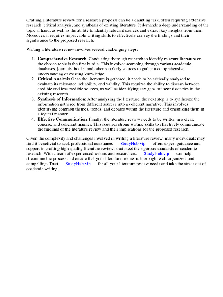 How To Write Literature Review of A Research Proposal | PDF ...