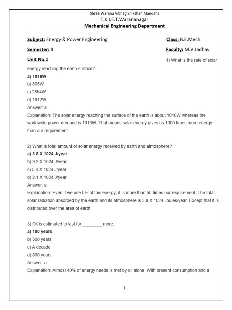 EPE Unit 1 & 2 MCQ | Download Free PDF | Fuel Cell | Solar Cell
