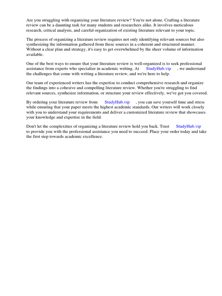 Best Way to Organize Literature Review | PDF