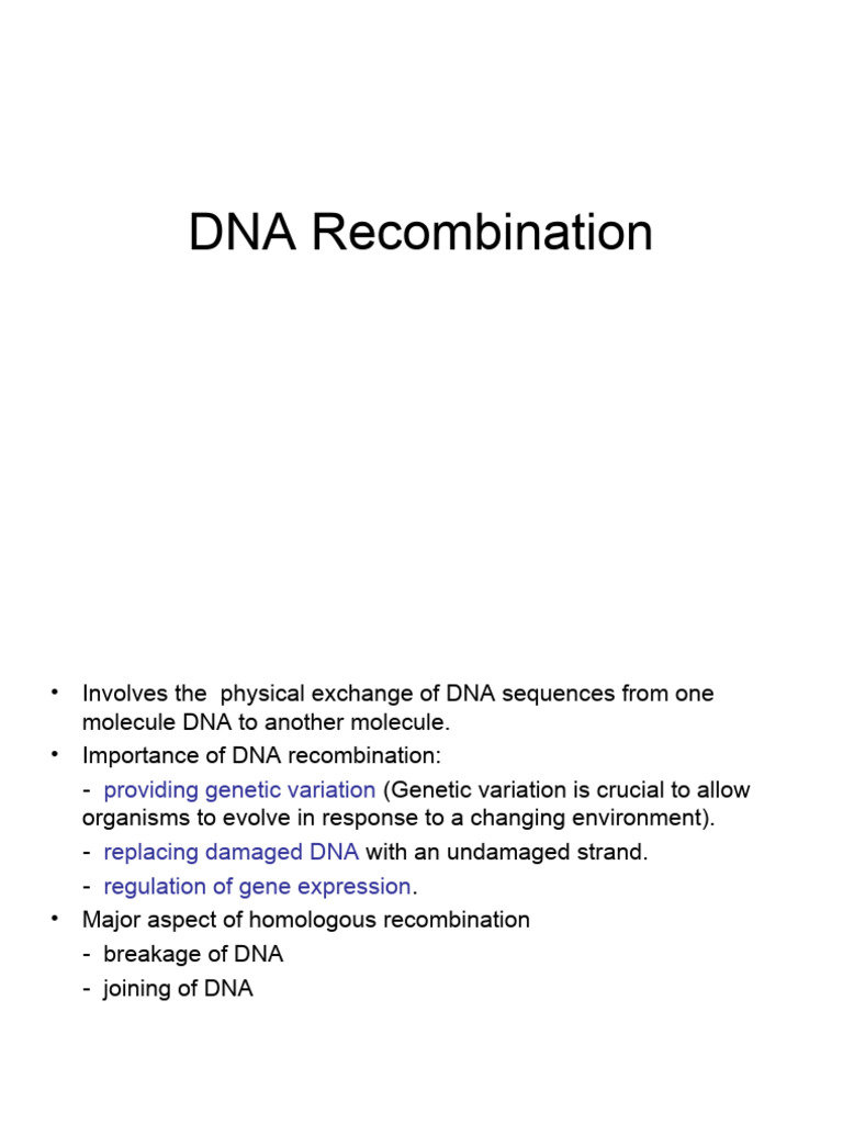 DNA recombination | PDF | Transposable Element | Dna
