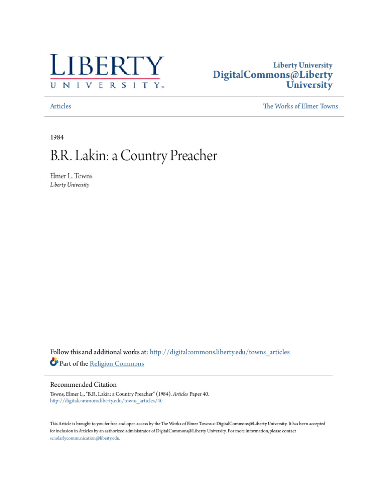 B.R. Lakin: A Country Preacher: Digitalcommons@Liberty University ...