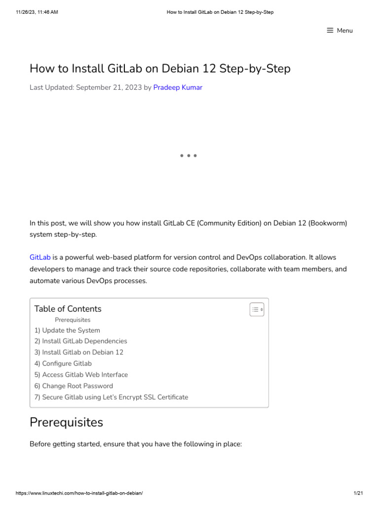 Install GitLab on Debian 12 Guide | PDF | Transport Layer Security | Public Key Certificate