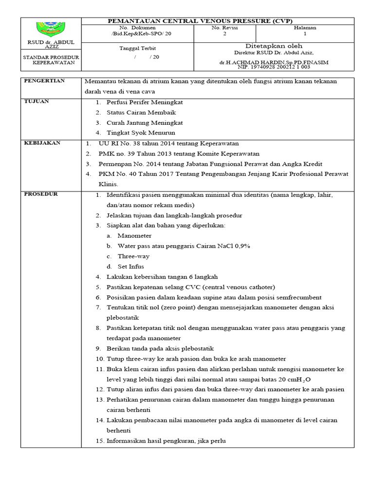 2.pemantauan Central Venous Pressure (CVP) | PDF