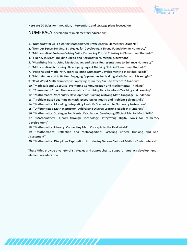 SAMPLE TITLES_NUMERACY | PDF