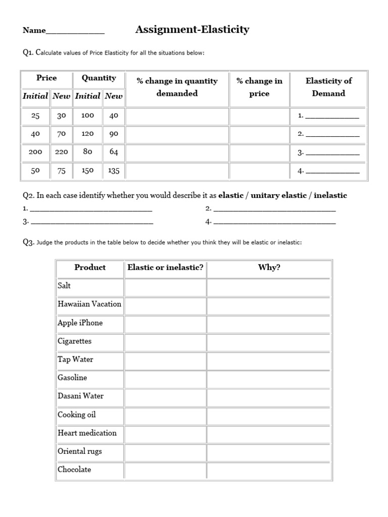 @@assignment Elasticity | PDF | Price Elasticity Of Demand | Demand