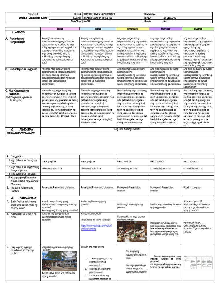 Q3 DLL Ap1 Week-1 | PDF