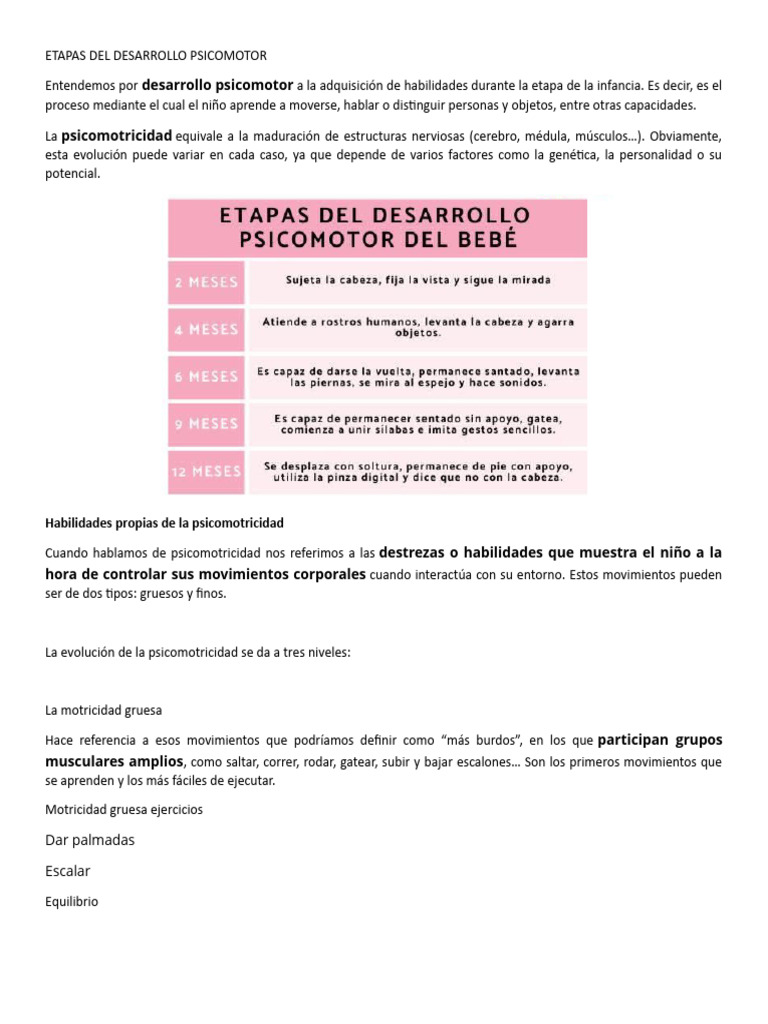 Etapas Del Desarrollo Psicomotor | Descargar gratis PDF | Las emociones