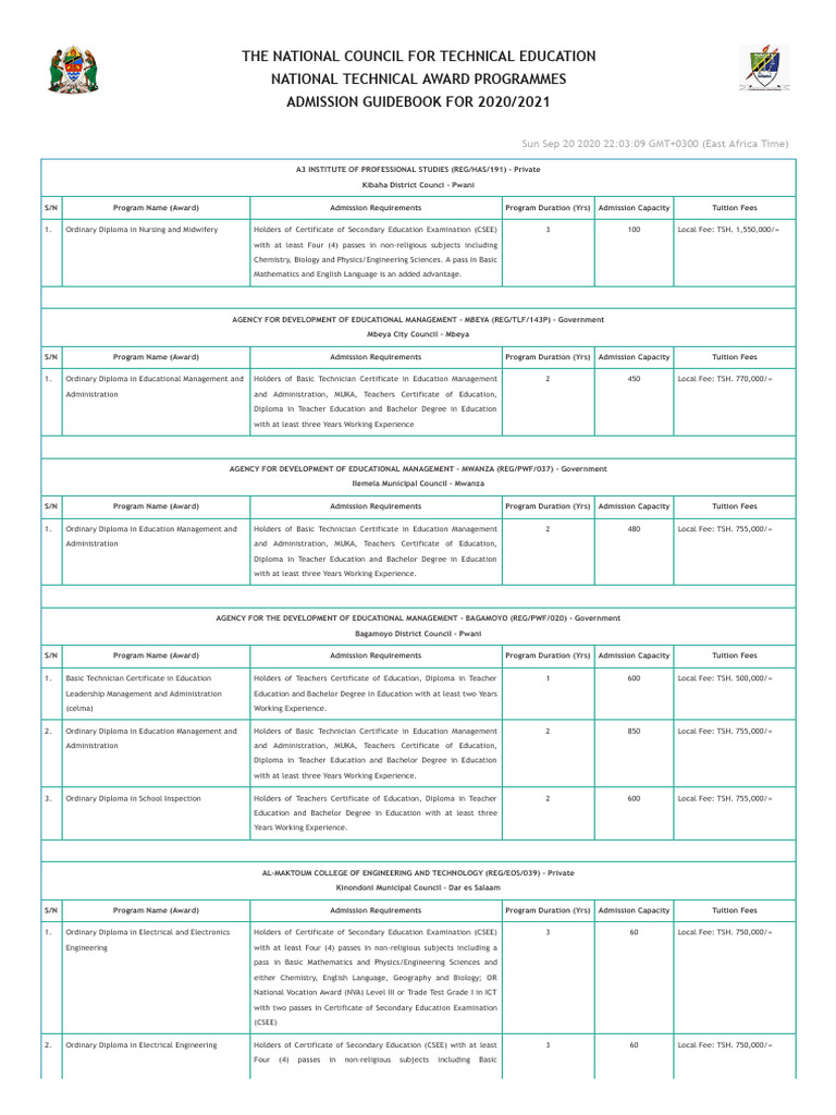 GUIDEBOOK FOR ALL NTA Ver 0.4 2020 - 2021 | PDF | Diploma | Civil ...