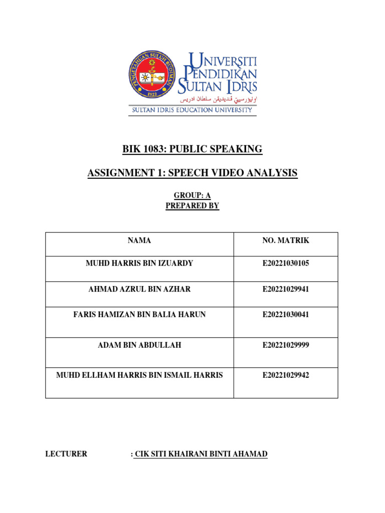 PS Assignment 1 Video Speech Analysis | PDF | Mindfulness | Psychological Concepts