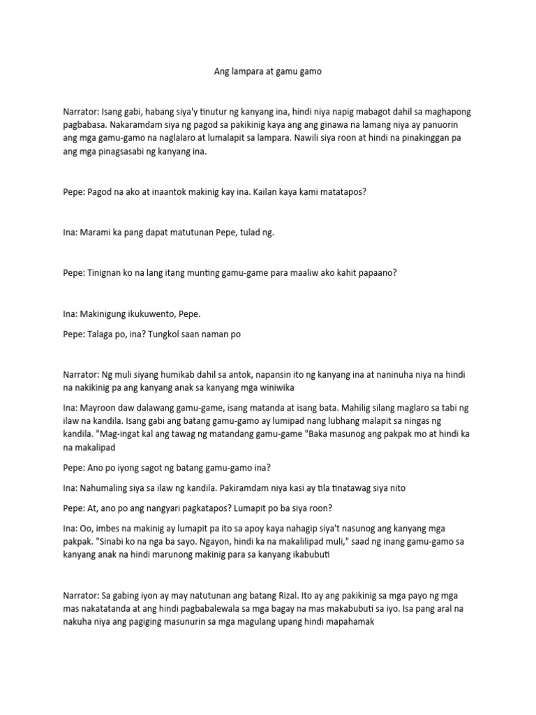 Ang Lampara at Gamu Gamo | PDF