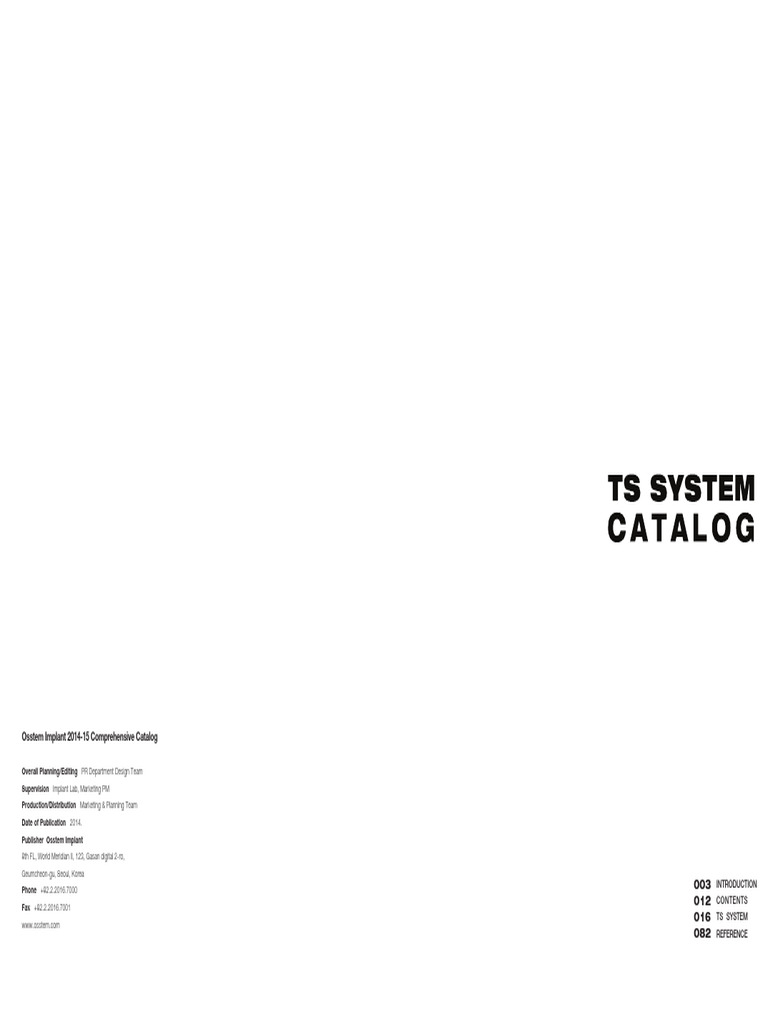 TS System Catalogue Prosthetics Fixtures Abutments | PDF | Screw | Dental Implant