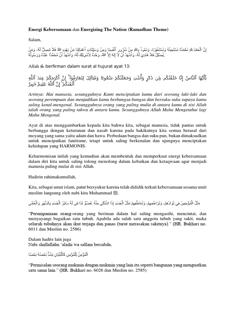 Naskah Lomba Tausyiah Ramadhan 1445H | PDF