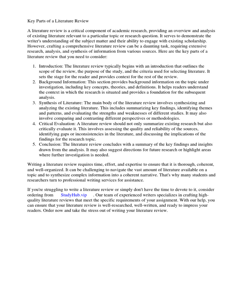 Key Parts of A Literature Review | PDF | Methodology | Literature Review