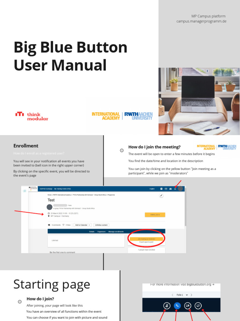 Big Blue Button User Manual for MP Campus | PDF