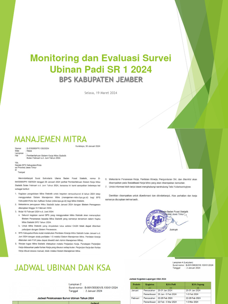 Monitoring Dan Evaluasi Survei Ubinan Padi SR 1 | PDF