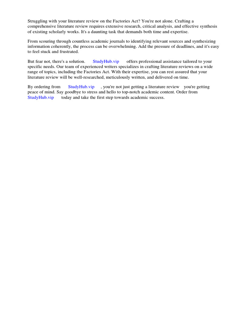 Literature Review On Factories Act | PDF