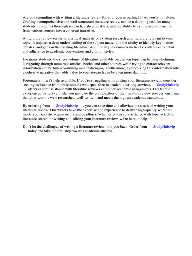 Literature Review Course Outline | PDF | Methodology | Thesis