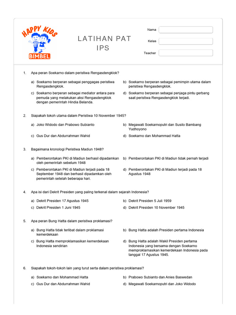 Latihan PAT IPS Part 1 | PDF