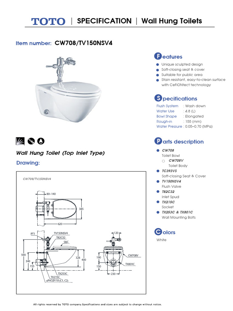 Toilet cw708tv150nsv41 | PDF | Toilet | Plumbing