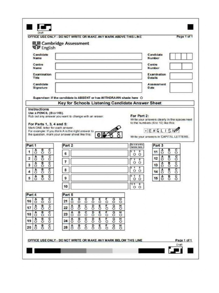 KET Answer Sheet | PDF