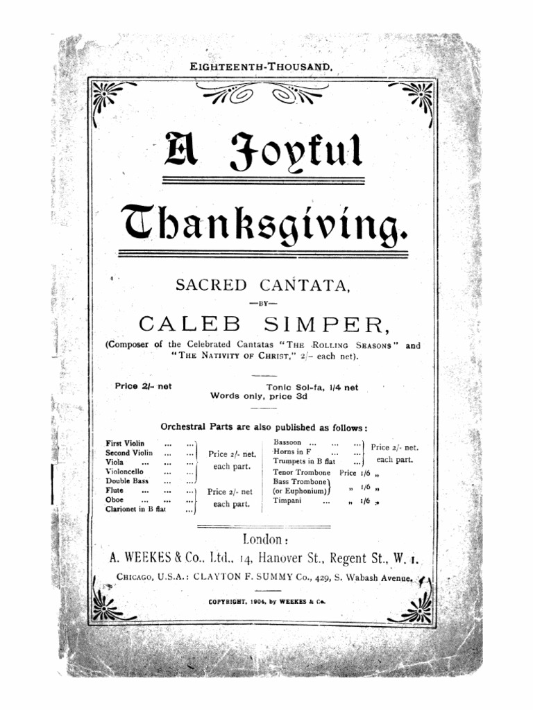 Caleb Simper - A Joyful Thanksgiving Cantata | PDF